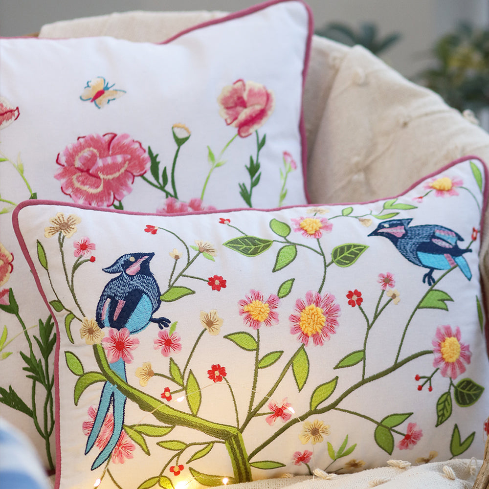 Vintage Birdie Bloom Cushion Cover – The Blooming Bagh